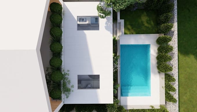 Remodel 2d 3d layout, landscape terrain model, cgi elevation, exterior ...