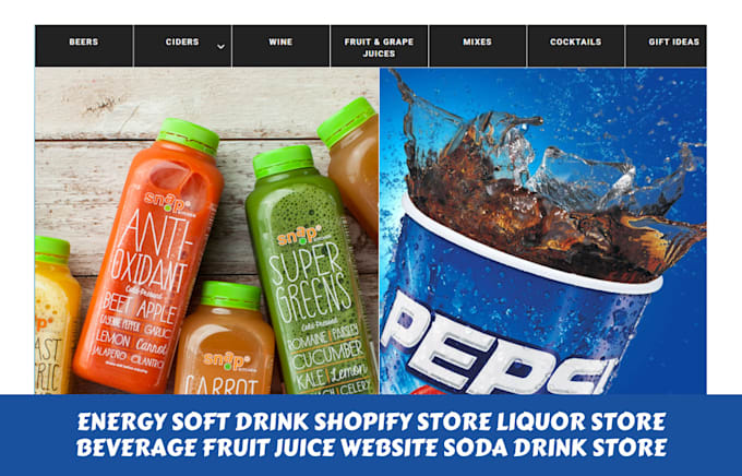 Energy soft drink shopify store beverage fruit juice website liquor ...