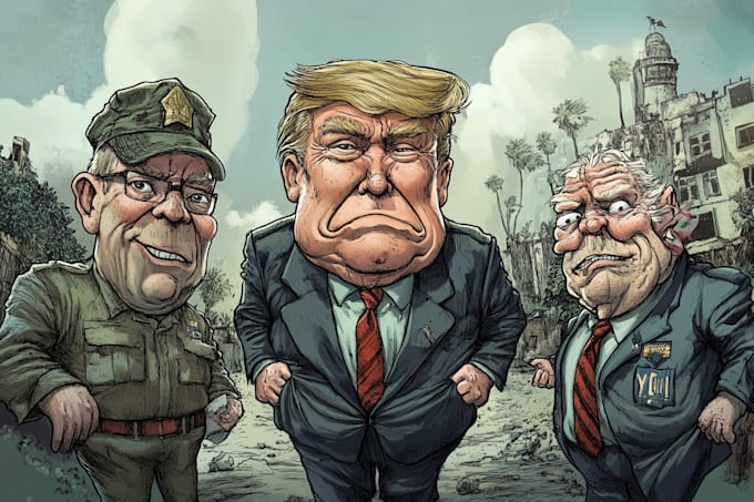 Draw political cartoon character and caricature by Omanerry | Fiverr