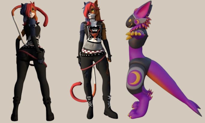 Create vrchat avatar 3d model protogen avatar furry avatar via oc or ...