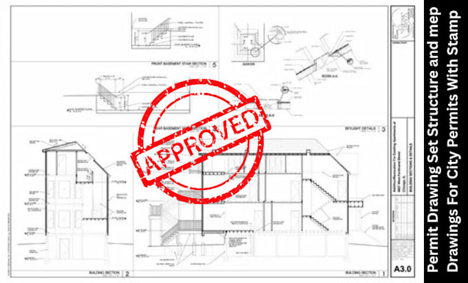 Permit drawing set structure and mep drawings for city permits with stamp by Sandramei1 | Fiverr