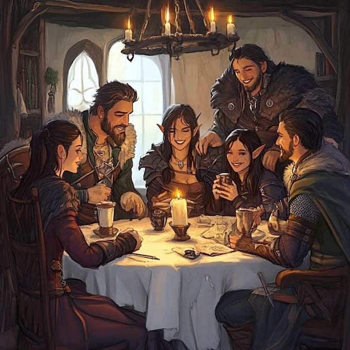 Draw realistic dnd party and concept art by Carlmery | Fiverr
