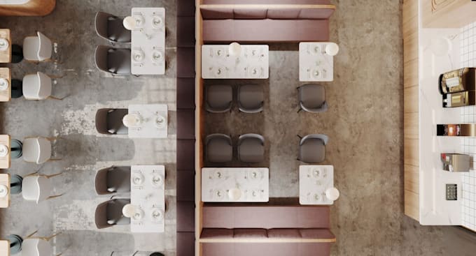 Renovate modern european restaurant,diner buffet render, lobby entrance ...