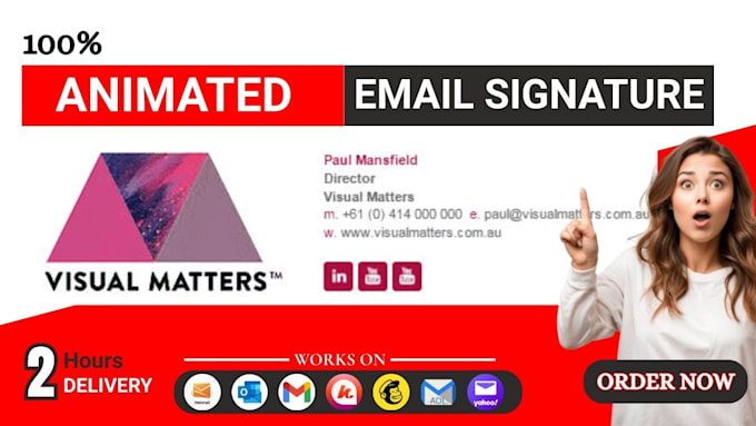 Design a professional clickable animated email signature with logo animation by Iv_precious | Fiverr