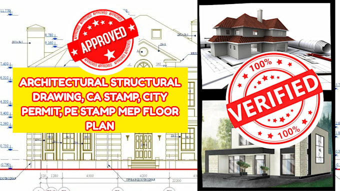Architectural structural drawing, ca stamp, city permit, pe stamp mep ...