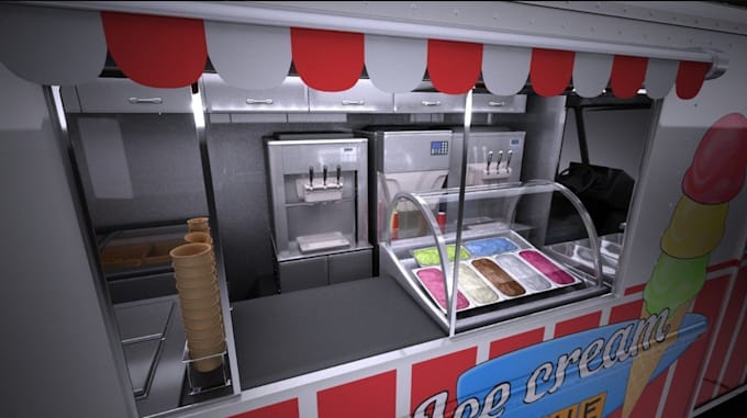 Detail ice cream van interior,3ds max suv car,scooter,3d vray hq ...