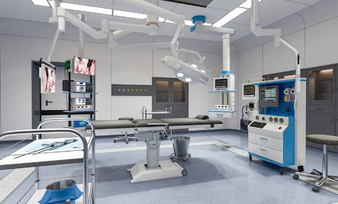 Futuristic 3d cgi hospital design, 3d clinic design, healthcare space ...