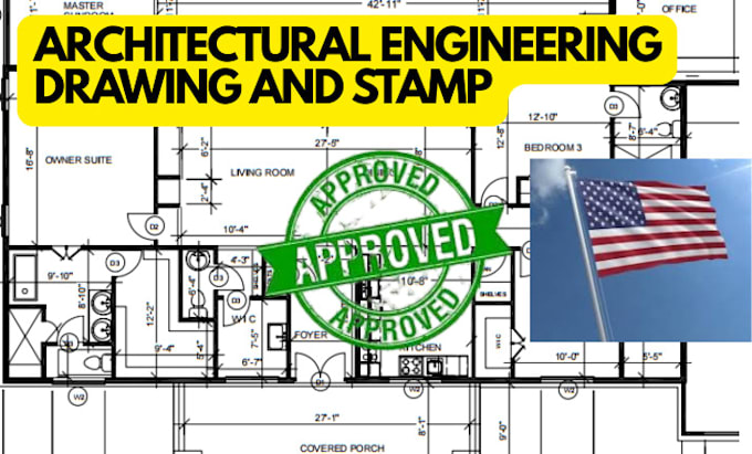 Seal draw floor plan drawing engineering roof plan mep adu city permit ...