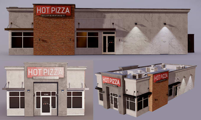 Retro ps1 building, 3d lowpoly map, roblox game map, pixel tileset map ...