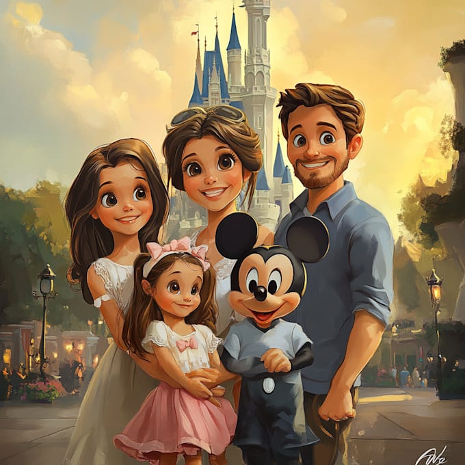 Design a professional disney family portrait by Betonkata1 | Fiverr