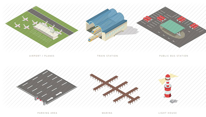 Draw custom 2d isometric illustration design 2d environment events ...