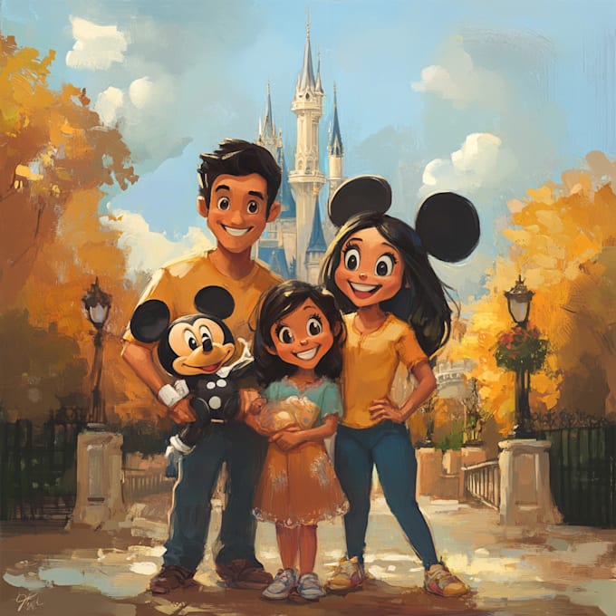 Design a professional disney family portrait by Maats_odo | Fiverr