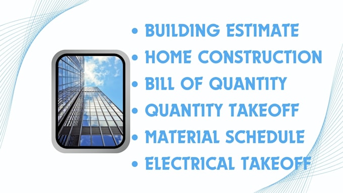 Do material takeoff construction cost takeoff blueprint takeoff boq ...