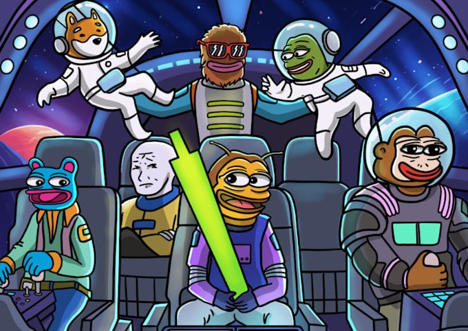 Crypto memecoin art, meme art, meme coin art, meme art comic, meme face ...