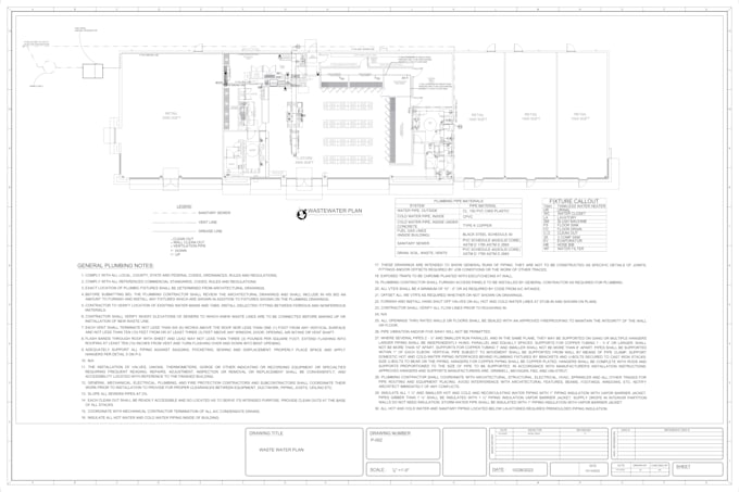 Design plumbing drawings, sanitary, water, gas layout, riser diagrams ...