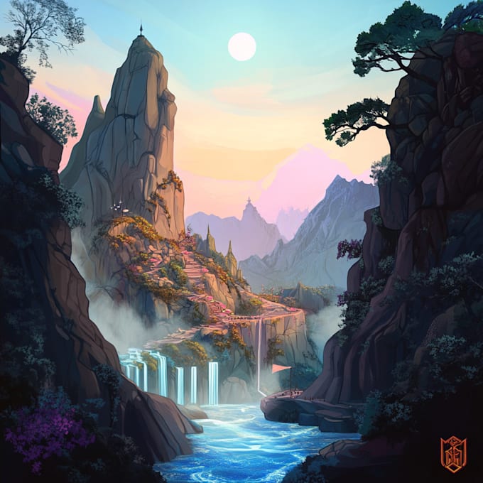 Create concept art, fantasy landscapes, background scenes by Distarkh ...