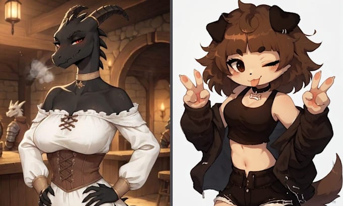 Draw nsfw or sfw furry yiff art commission fanart fusona oc reference sheet 2d by Emily_card ...