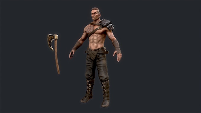 3d warrior model, fortnight model, knight amor, pbr texture, ue5 rig ...