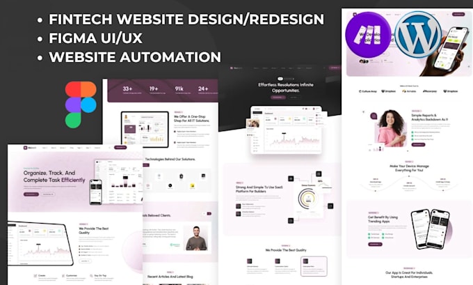 Design fintech website landing page ui ux in figma and automate with make com by Charlottejonesz ...