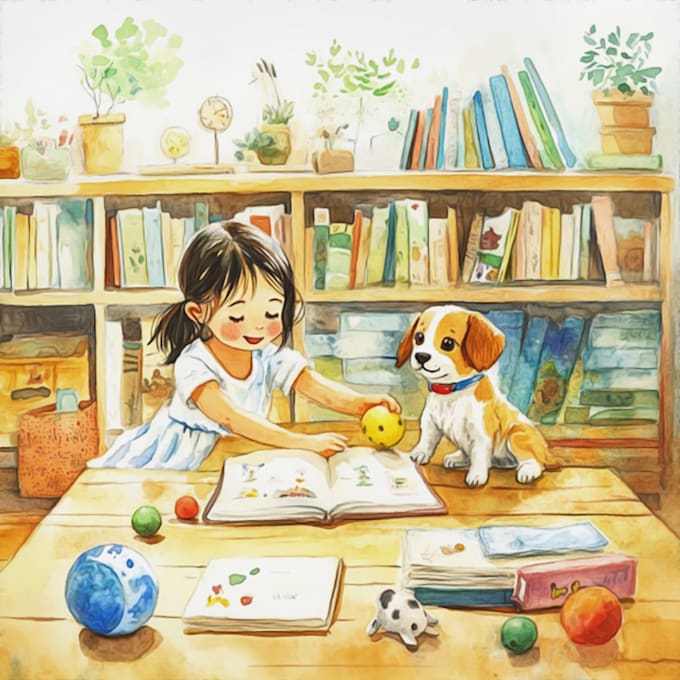 Watercolor children story book illustration, children story, book ...