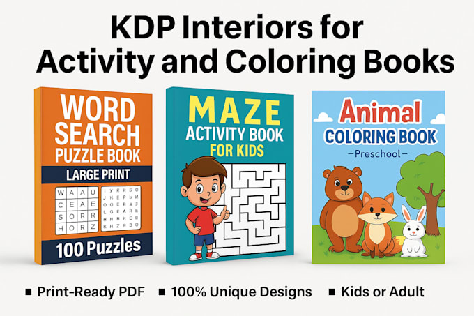 Design kdp interior and cover for coloring puzzle and activity books by ...