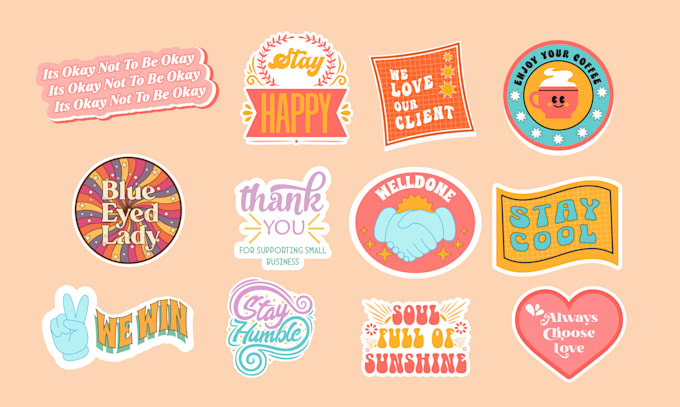 Design 70s custom hand lettering stickers and logo by Mubeen_studio99 ...
