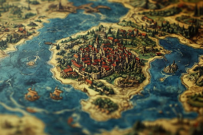 Do fantasy map with parchment style for storybook by Dazzlinedes | Fiverr
