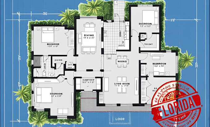 Dibujar plano arquitectónico, sello de florida, permiso de la ciudad ...