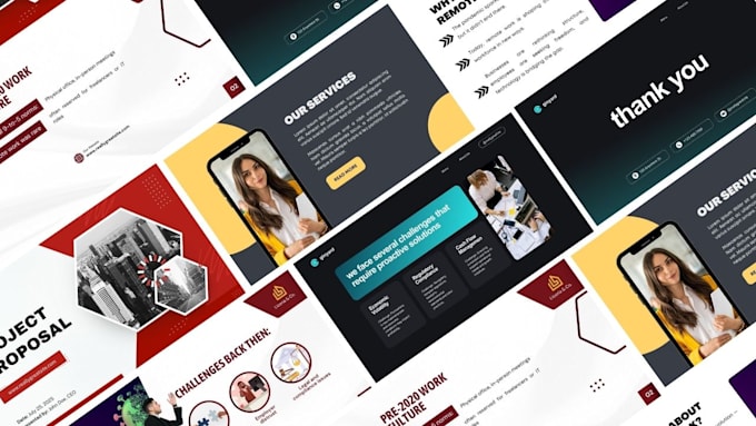 Design powerpoint presentation redesign modern animated sales company ...