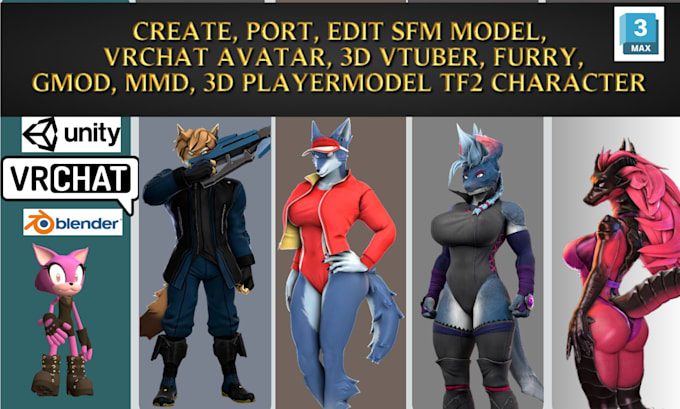 Create port edit sfm model gmod mmd vrchat avatar 3d playermodel tf2 character by Timiromb | Fiverr
