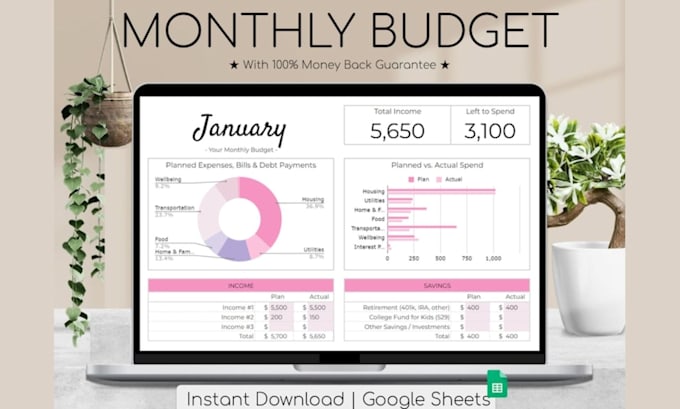 Create editable personal budget spreadsheet, monthly expense tracker ...