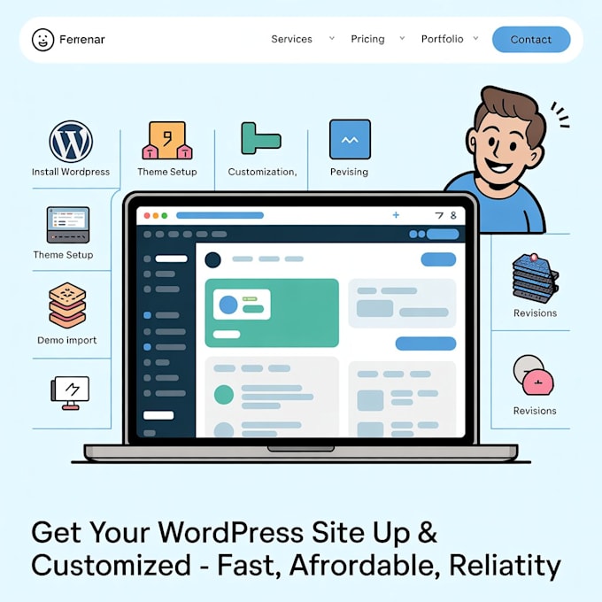 Install wordpress, activate theme, and launch your demo website by ...