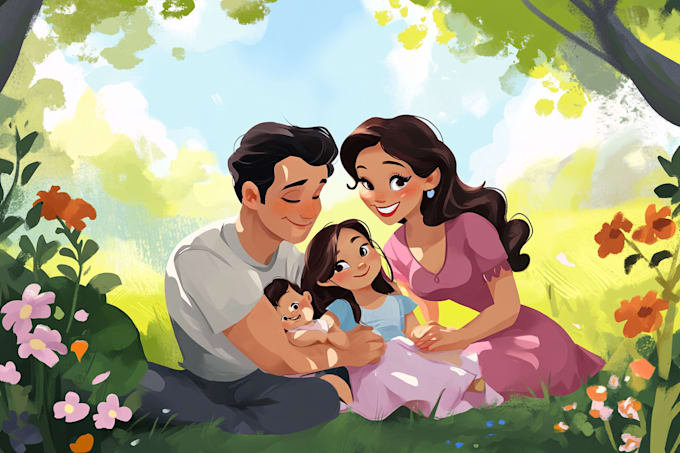 Design a disney family portrait for you by Pibbeocs29 | Fiverr