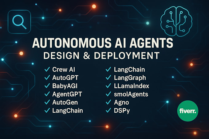 Build advanced ai agents with crew ai, langchain agno, babyagi, dspy by Samnerd | Fiverr