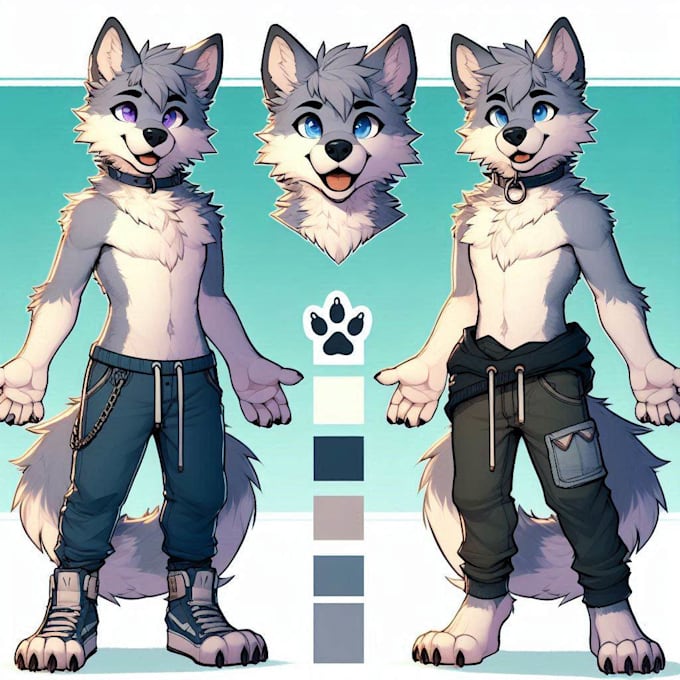 Bucketie furry ref sheet fursona character oc vtuber model avatar feral ...