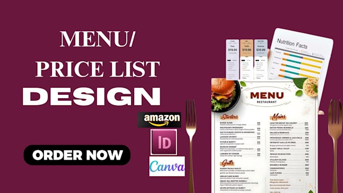 Format design restaurant menus and price lists in canva adobe indesign ...