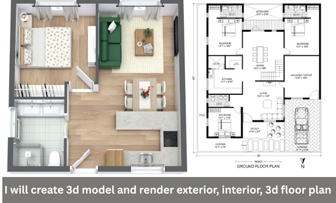 Create 3d model and render exterior, interior, 3d floor plan by Lily ...
