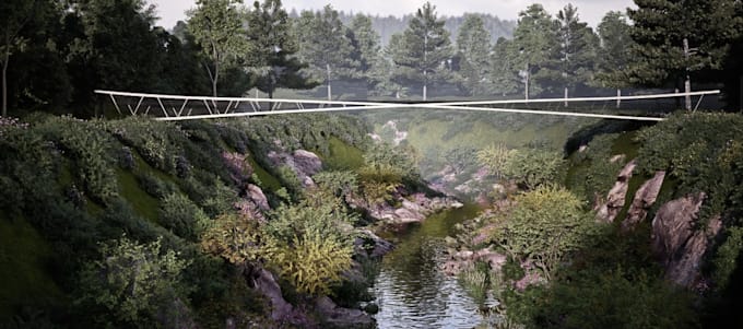 Render cgi 3d bridge design, cross over, infrastructure model ...