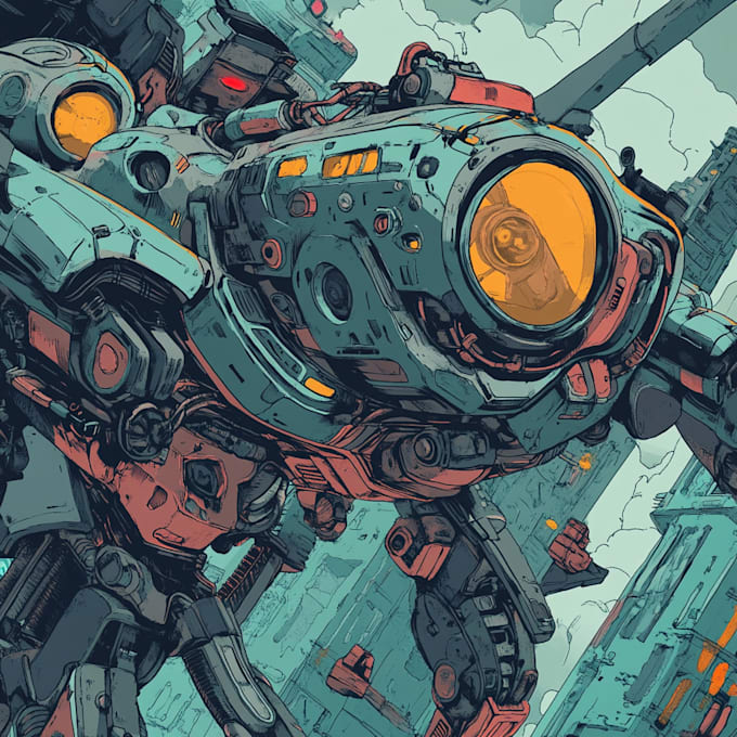 Draw realistic mecha character caricature and friendship by ...