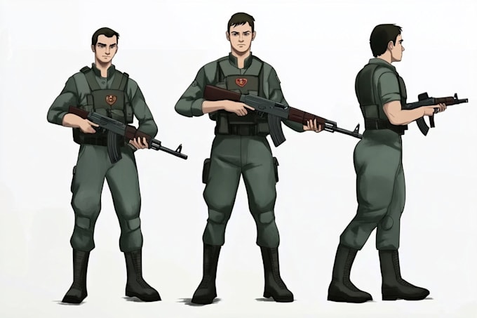Draw 2d game art military character design by Kaylaatz | Fiverr