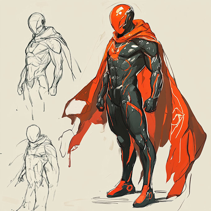 Draw concept art superhero character for anime style comic by Eeladove ...