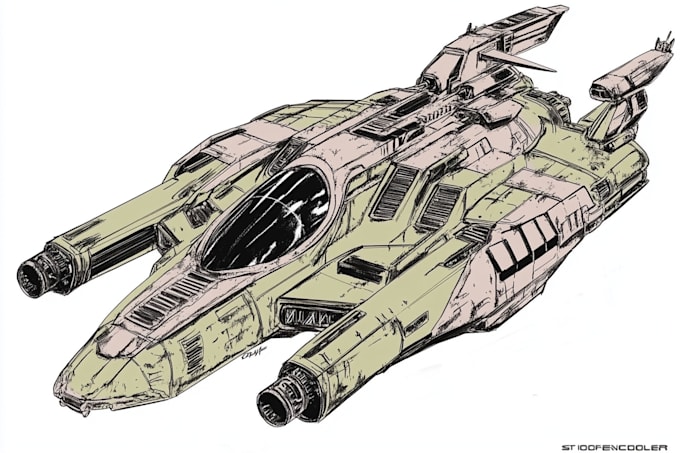 Draw scifi futuristic vehicle aircraft spaceship for you by Urabun | Fiverr