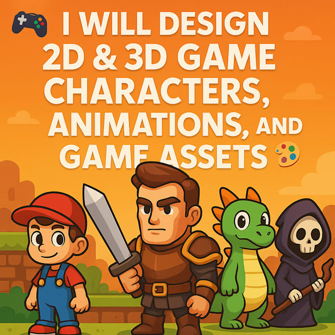 Design 2d 3d game characters animations and game assets character sheet ...