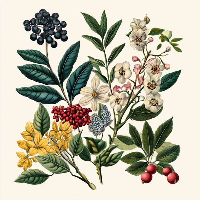 Draw a realistic botanical illustration in my style by Gansbim | Fiverr