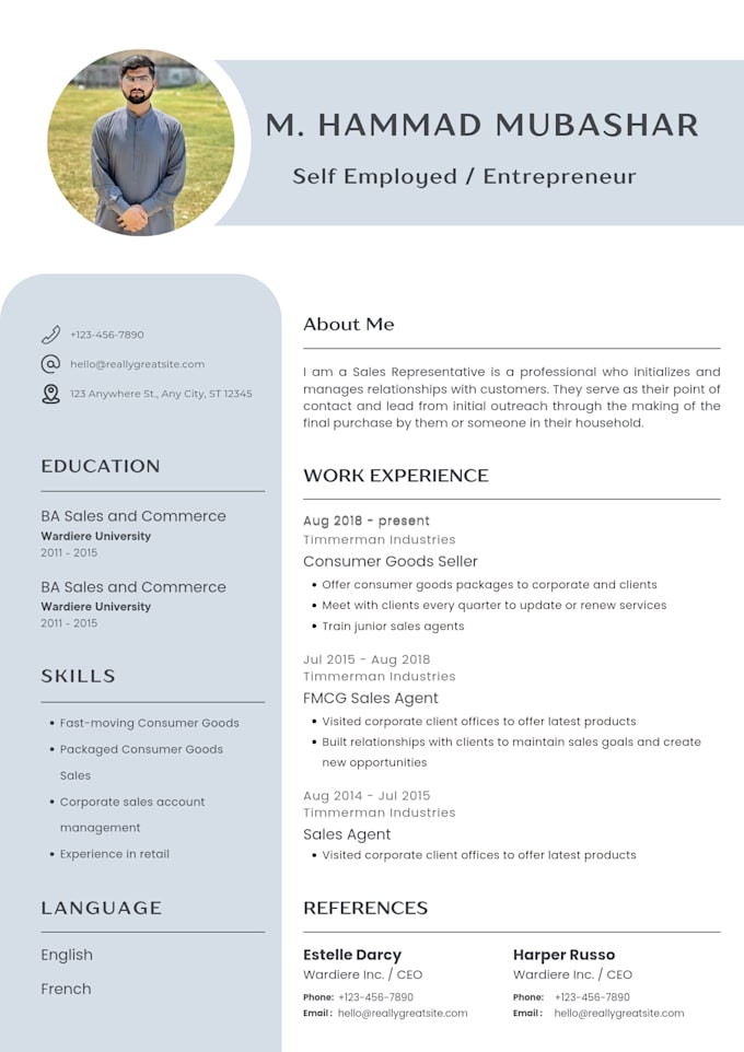 Make a professional cv or resume design by Mhammadmubashar | Fiverr