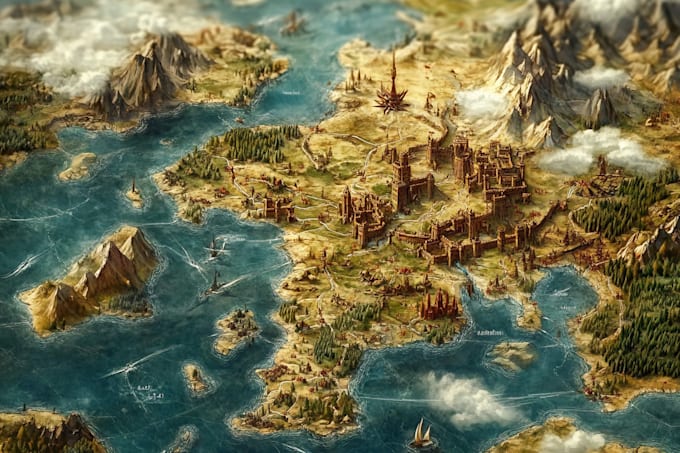 Design fantasy map illustration isometric map, event or city by ...
