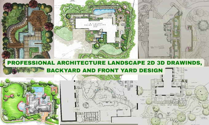 Do architecture 2d 3d landscape drawing, front yard design and backyard ...