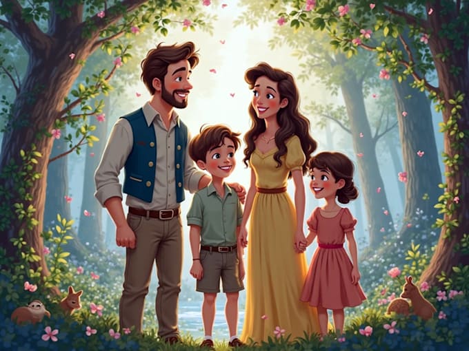 Design a disney family portrait by Nadinmons | Fiverr