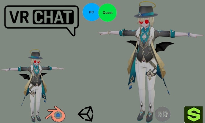 Create custom vrchat avatar commission vr character vrc 3d avatar furry ...