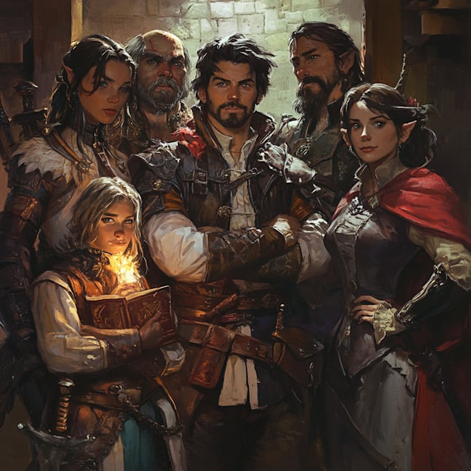 Create a fantasy dnd character, dnd party illustration by Eroanavavar ...